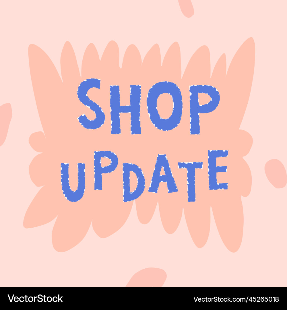 Shop update doodle typography on a pink background