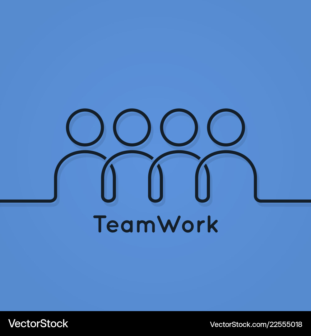 Teamwork icon line business concept on blue Vector Image
