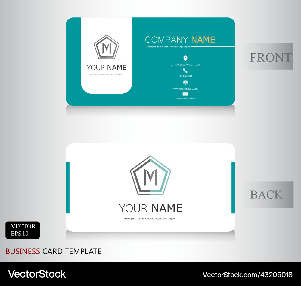 White and green modern name card Royalty Free Vector Image