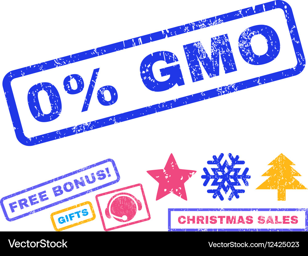 0 percent gmo rubber stamp Royalty Free Vector Image