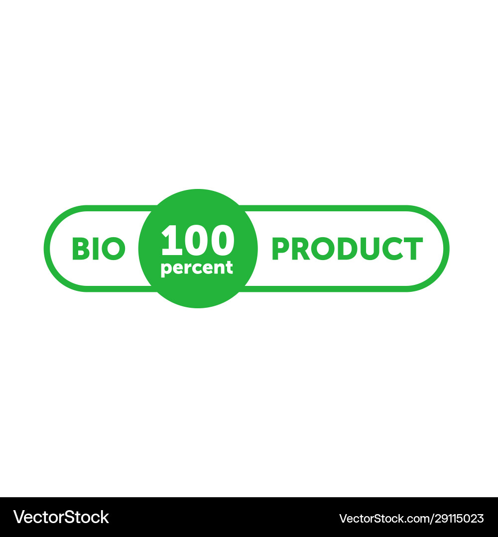 Bio 100 percent product green rounded rectangle Vector Image