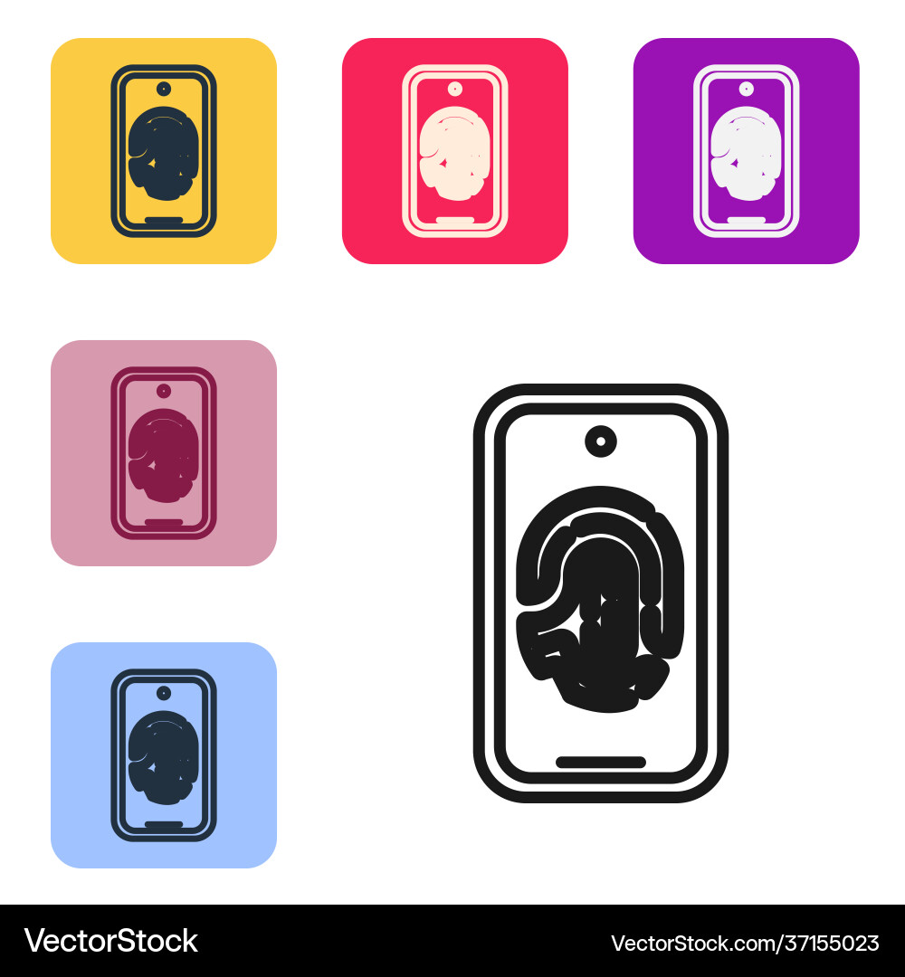 Black line smartphone with fingerprint scanner Vector Image