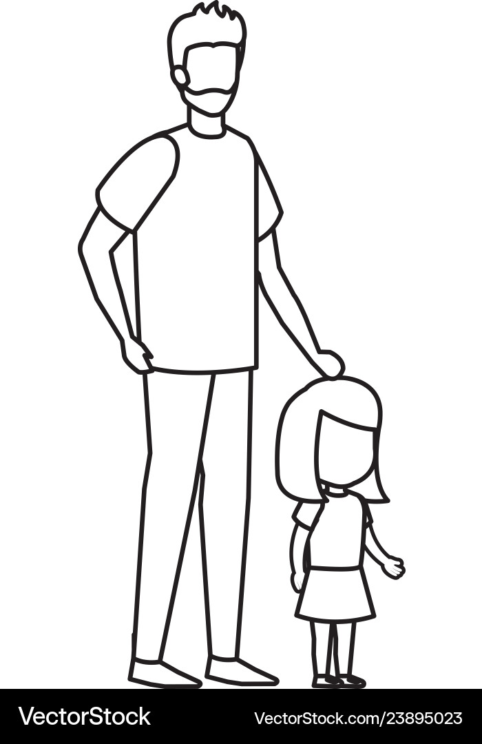 Father with daughter characters Royalty Free Vector Image