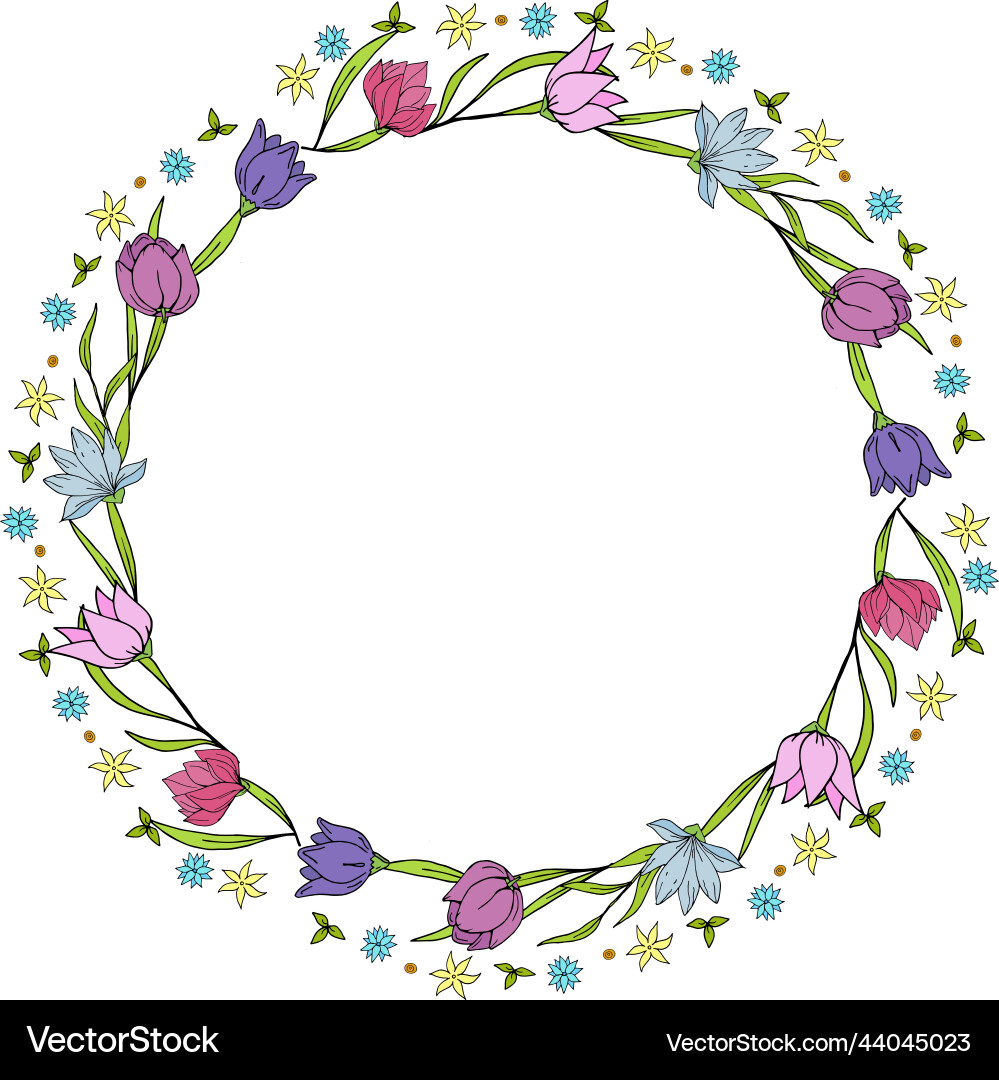 Floral wreath isolated on white background Vector Image