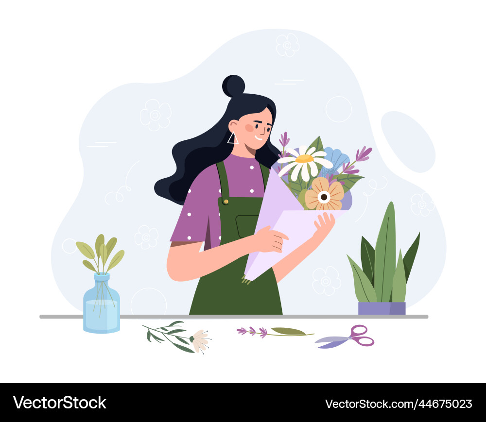 Florist seller concept Royalty Free Vector Image