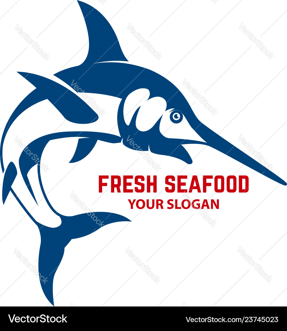 Fresh seafood emblem template with swordfish Vector Image