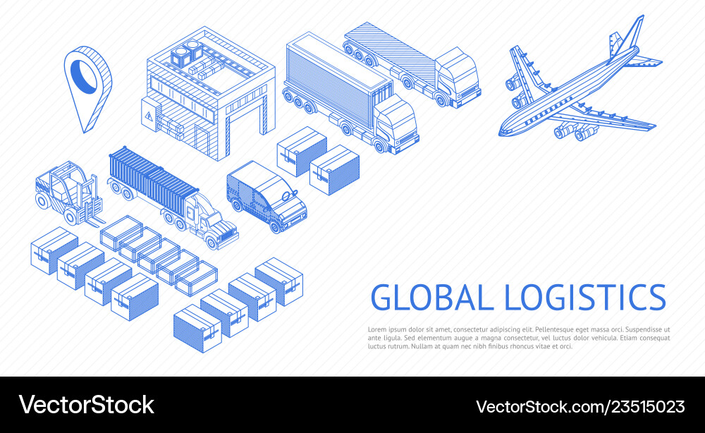 Isometric set of logistics Royalty Free Vector Image