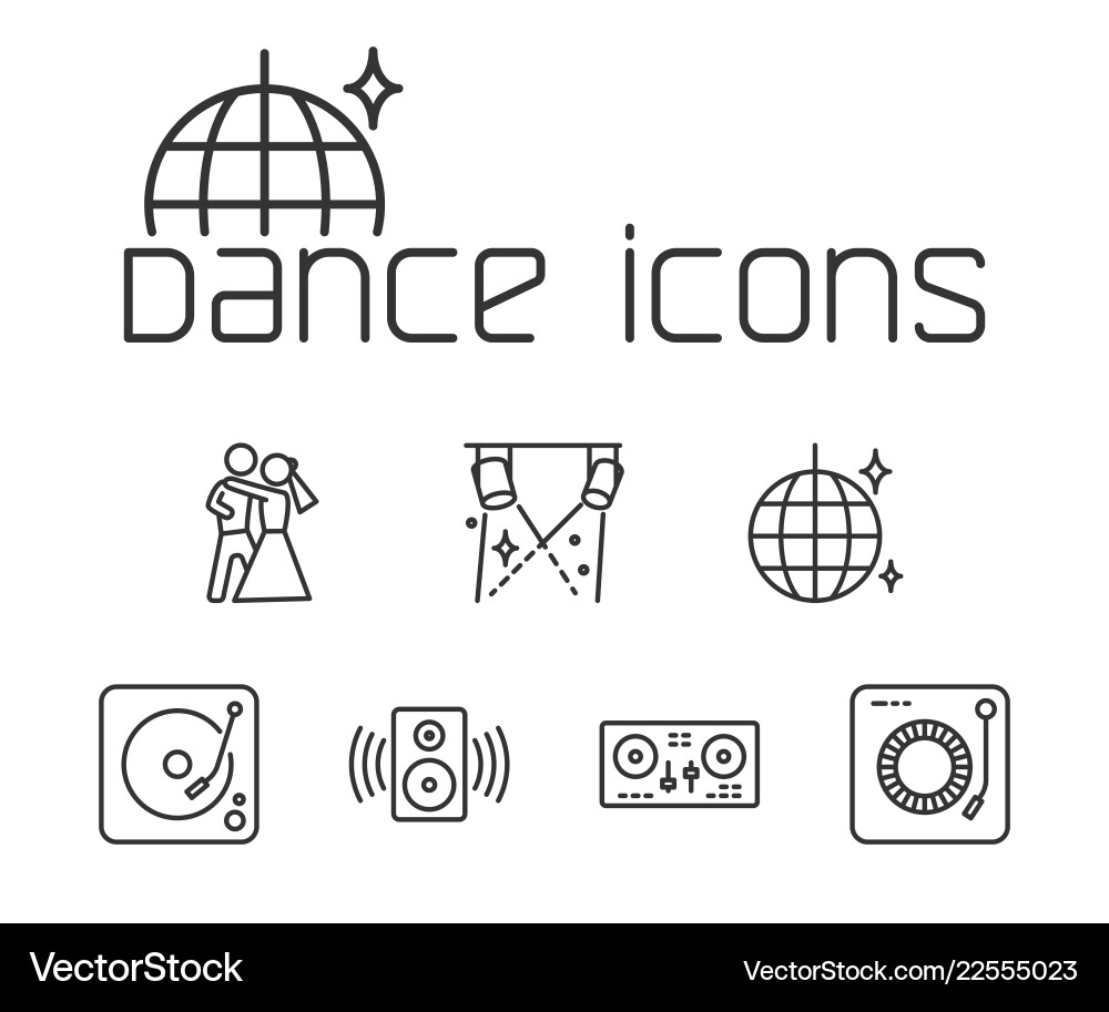Line dance icons set on white background Vector Image