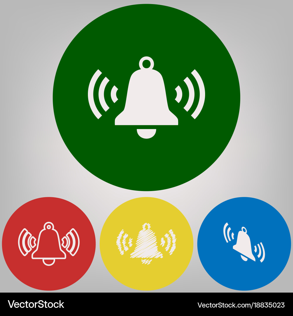 Ringing bell icon 4 white styles icon Royalty Free Vector