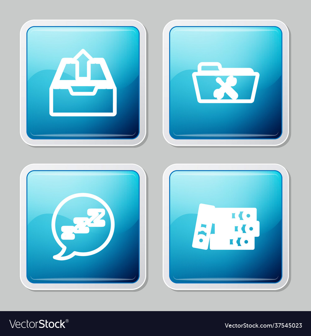 Set line upload inbox folder service speech Vector Image