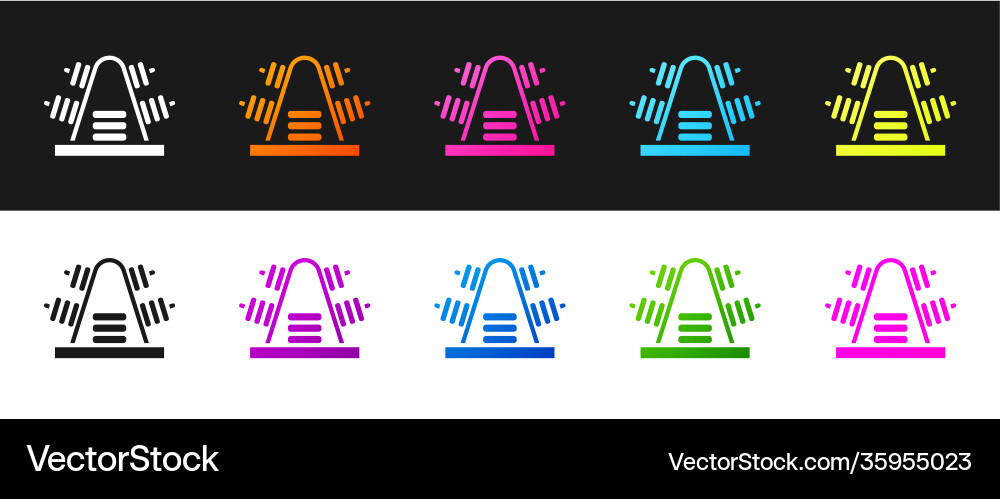 Set metal rack with additional weights for barbell