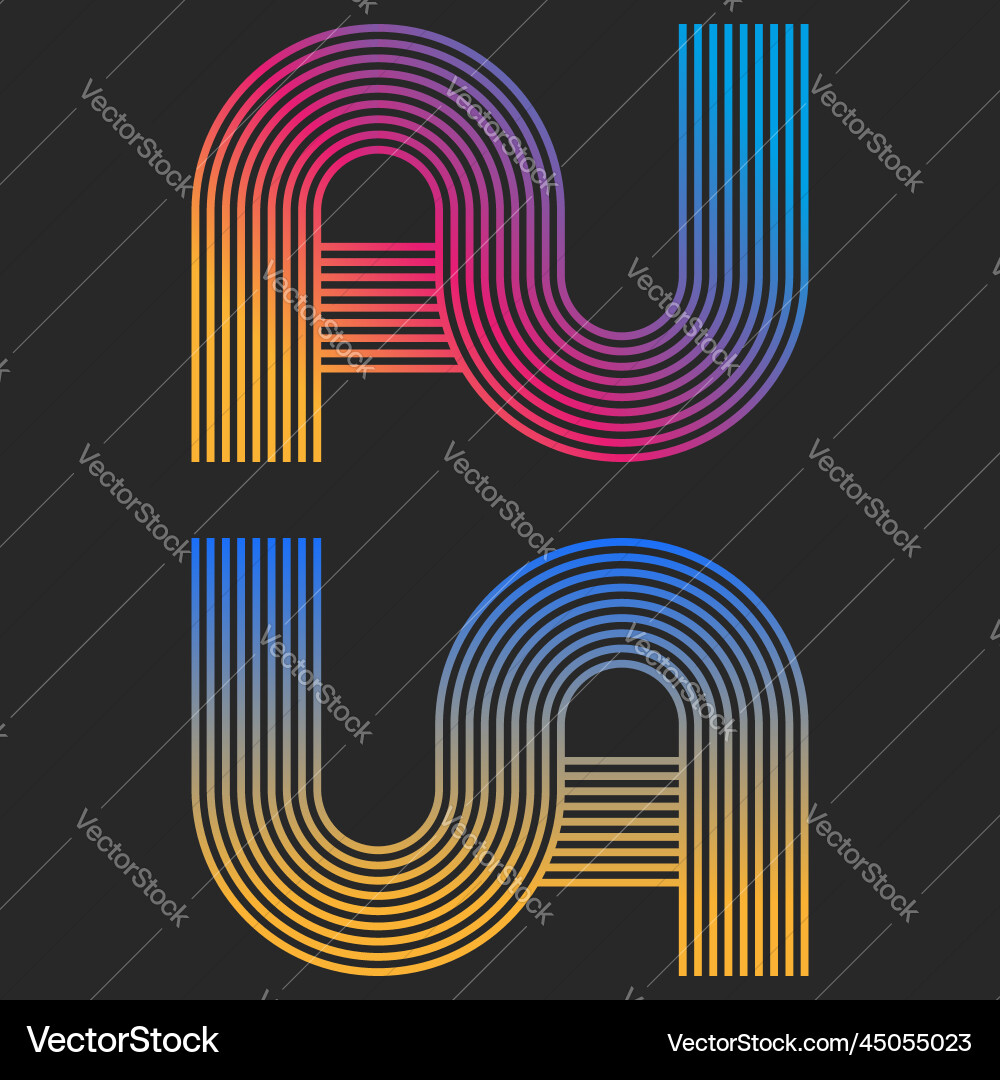 Two letters u and a are connected together Vector Image