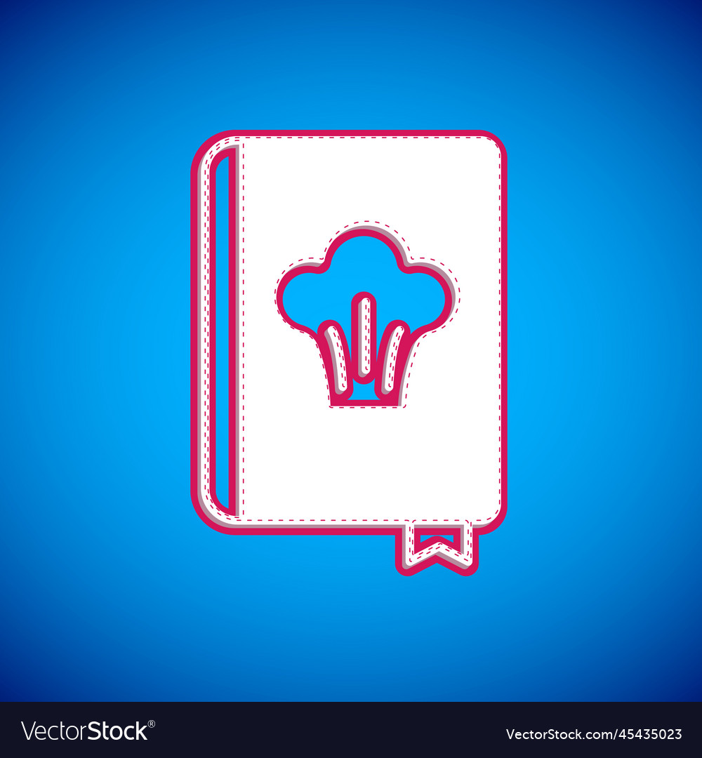 White cookbook icon isolated on blue background Vector Image