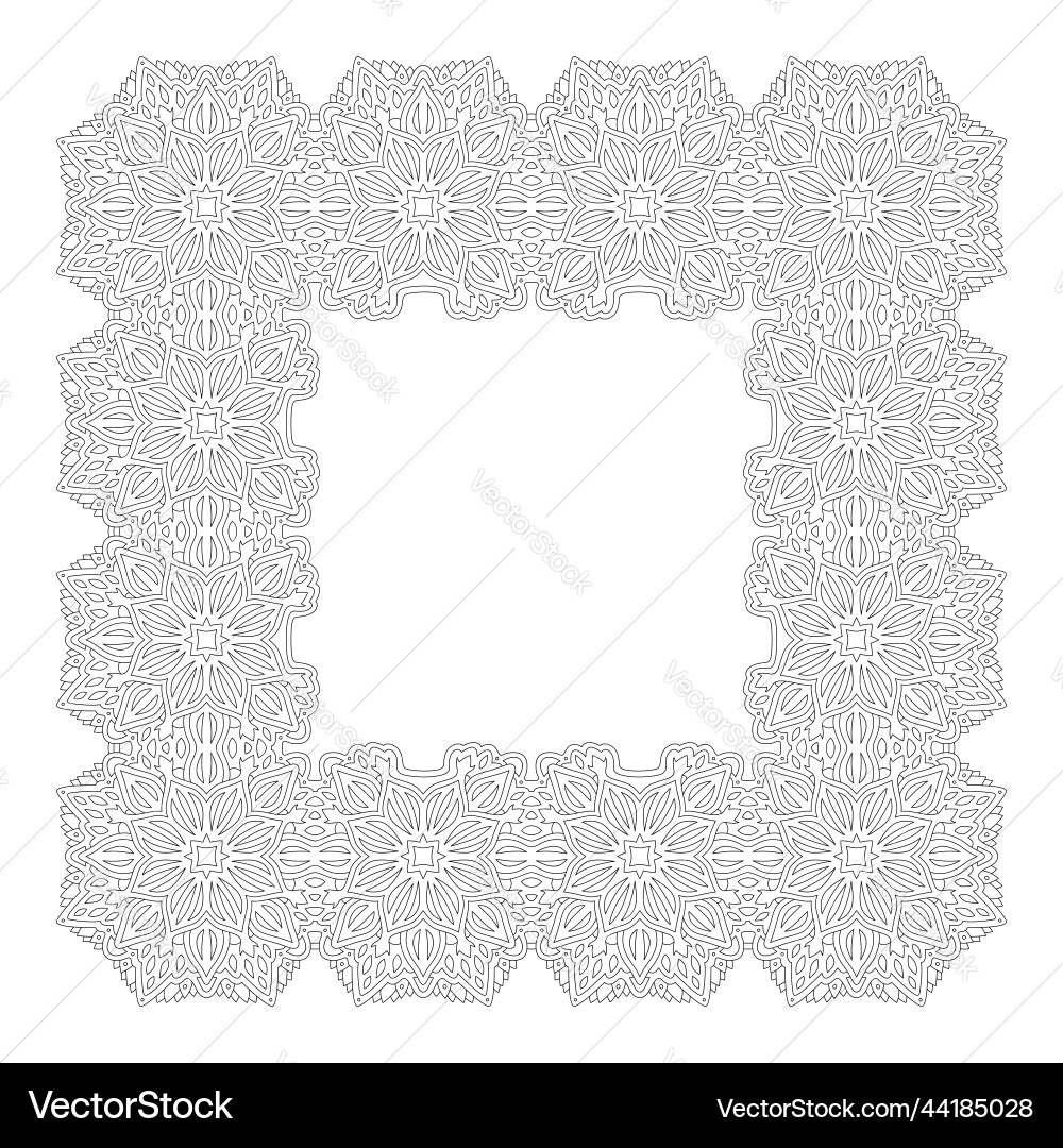 Art for coloring book with square floral frame Vector Image