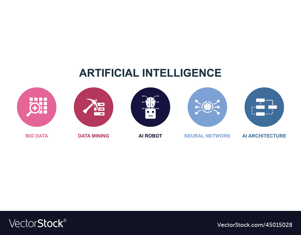 Big data data mining ai robot neural network Vector Image
