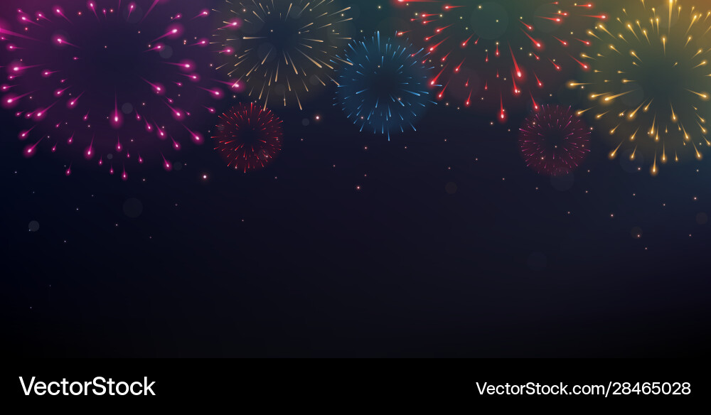 Bright colorful fireworks on night background Vector Image