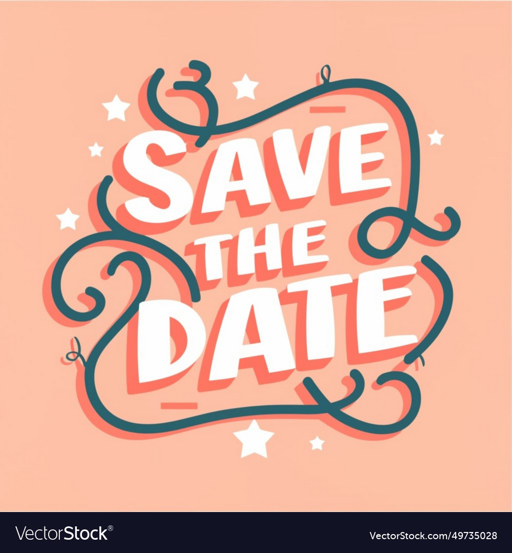 Colourful unique save date lettering logo design Vector Image