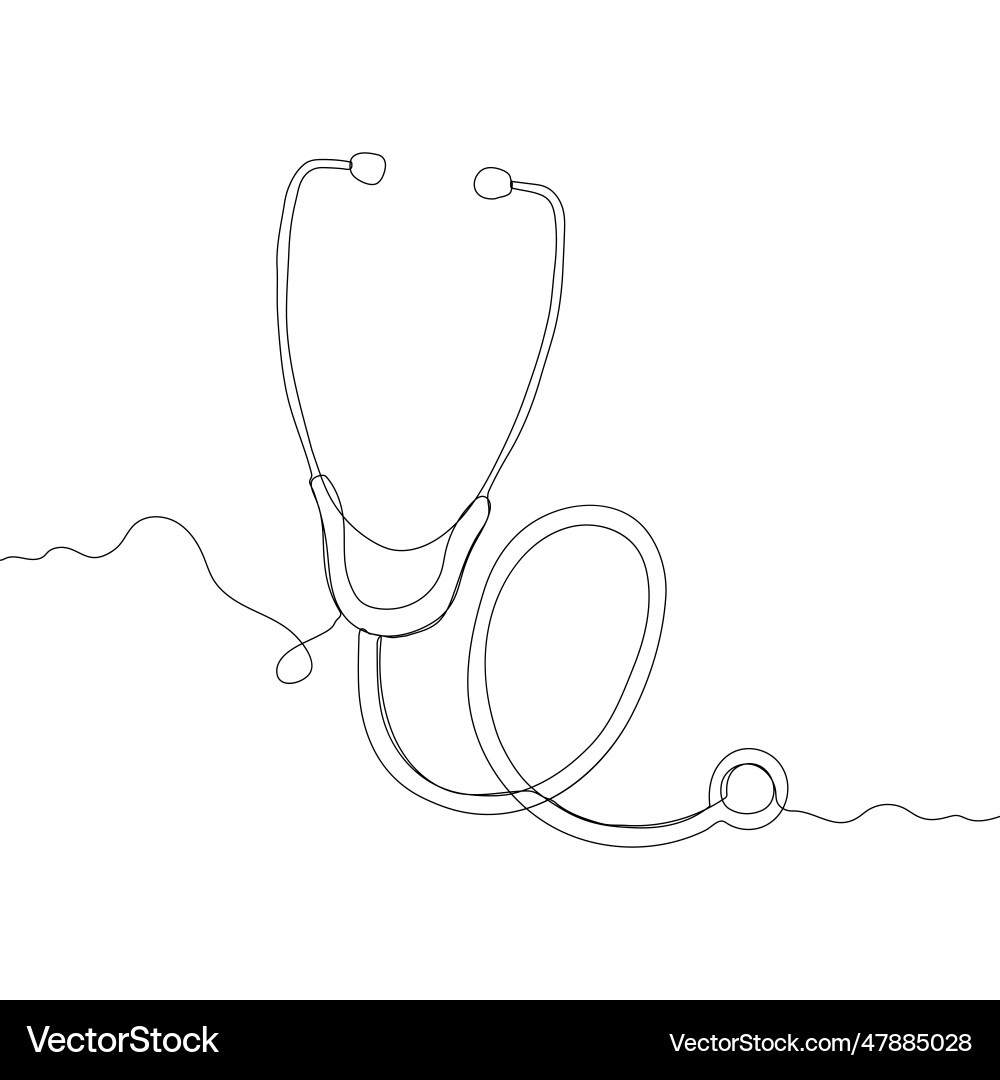 Continuous line drawing of stethoscope Royalty Free Vector