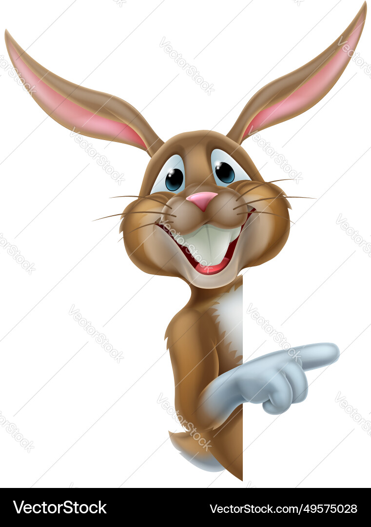 Easter bunny rabbit pointing Royalty Free Vector Image