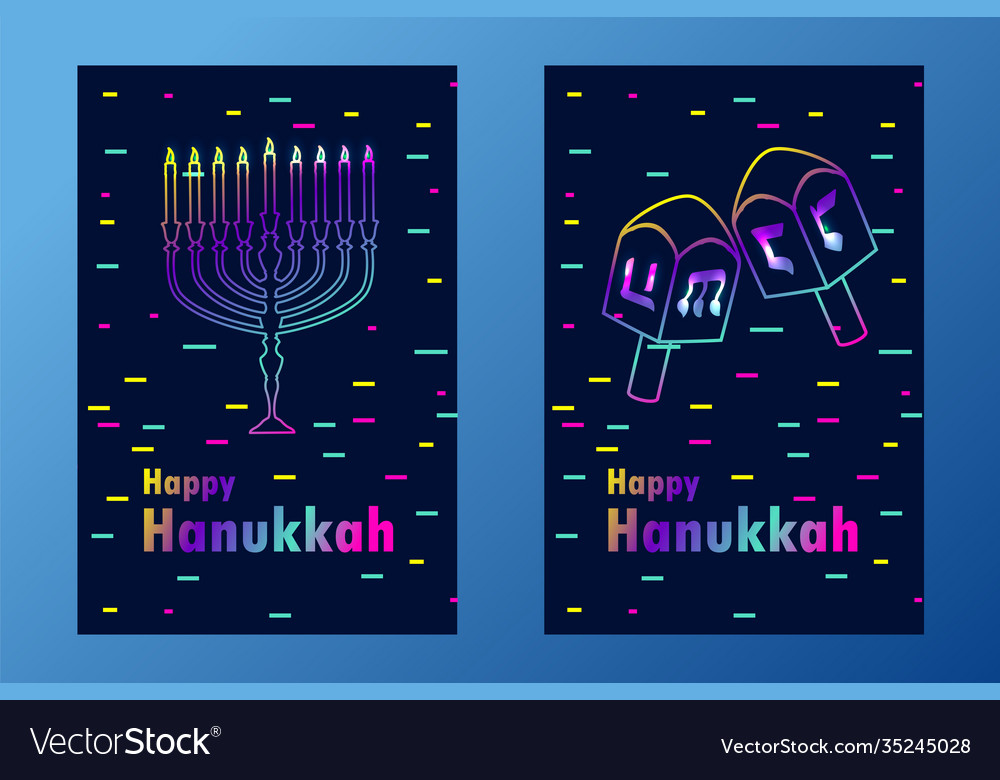 Happy hanukkah jewish holiday festival greetings Vector Image