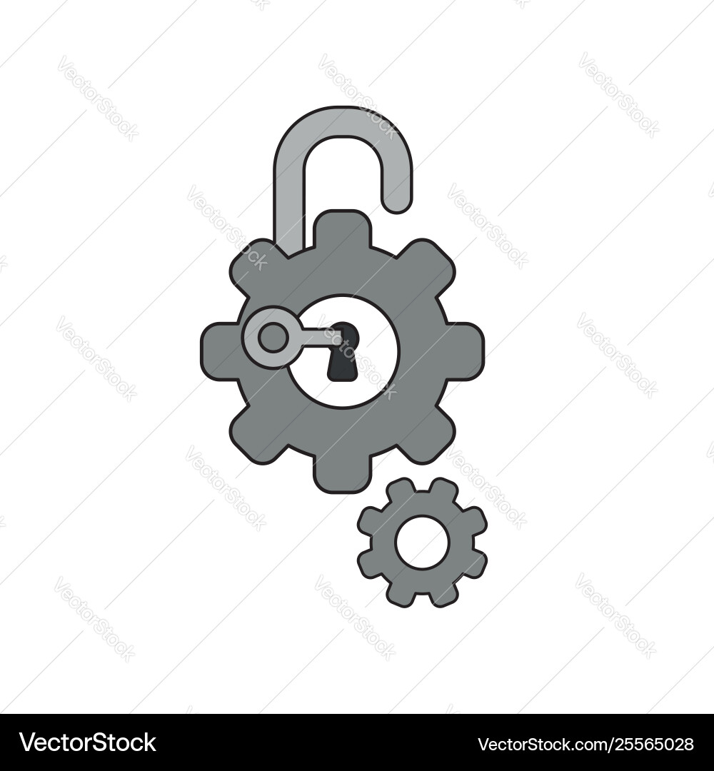 Icon concept gears with padlock keyhole Royalty Free Vector