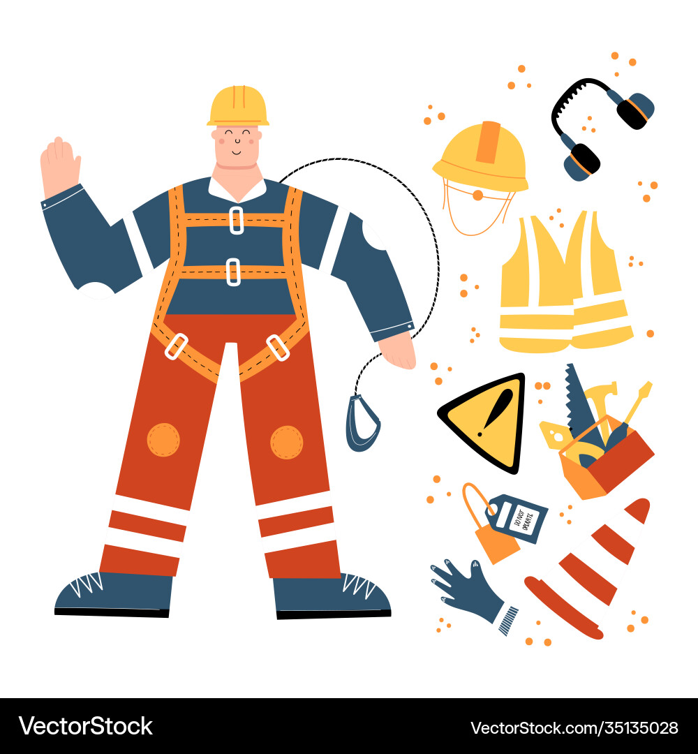 Industrial worker in safety harness Royalty Free Vector