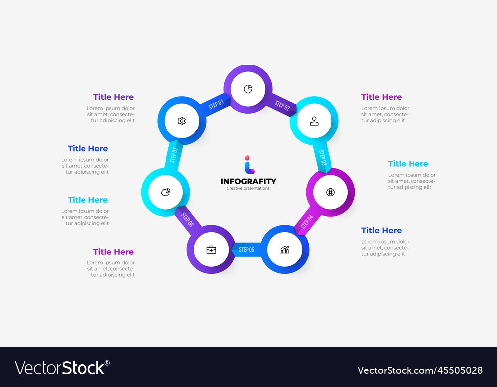 Infographic cycle diagram with 7 options Vector Image