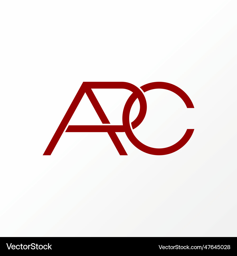 Letter arc or apc font with merger connected Vector Image