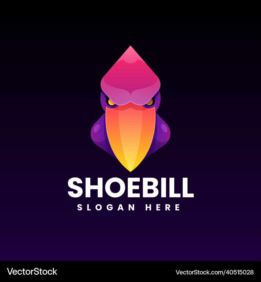 Logo shoebill gradient colorful style Royalty Free Vector