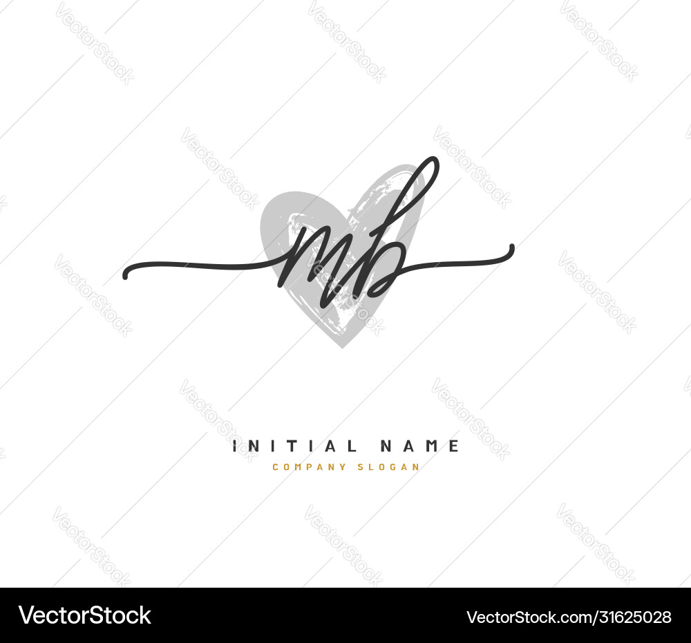 M b mb beauty initial logo handwriting Royalty Free Vector