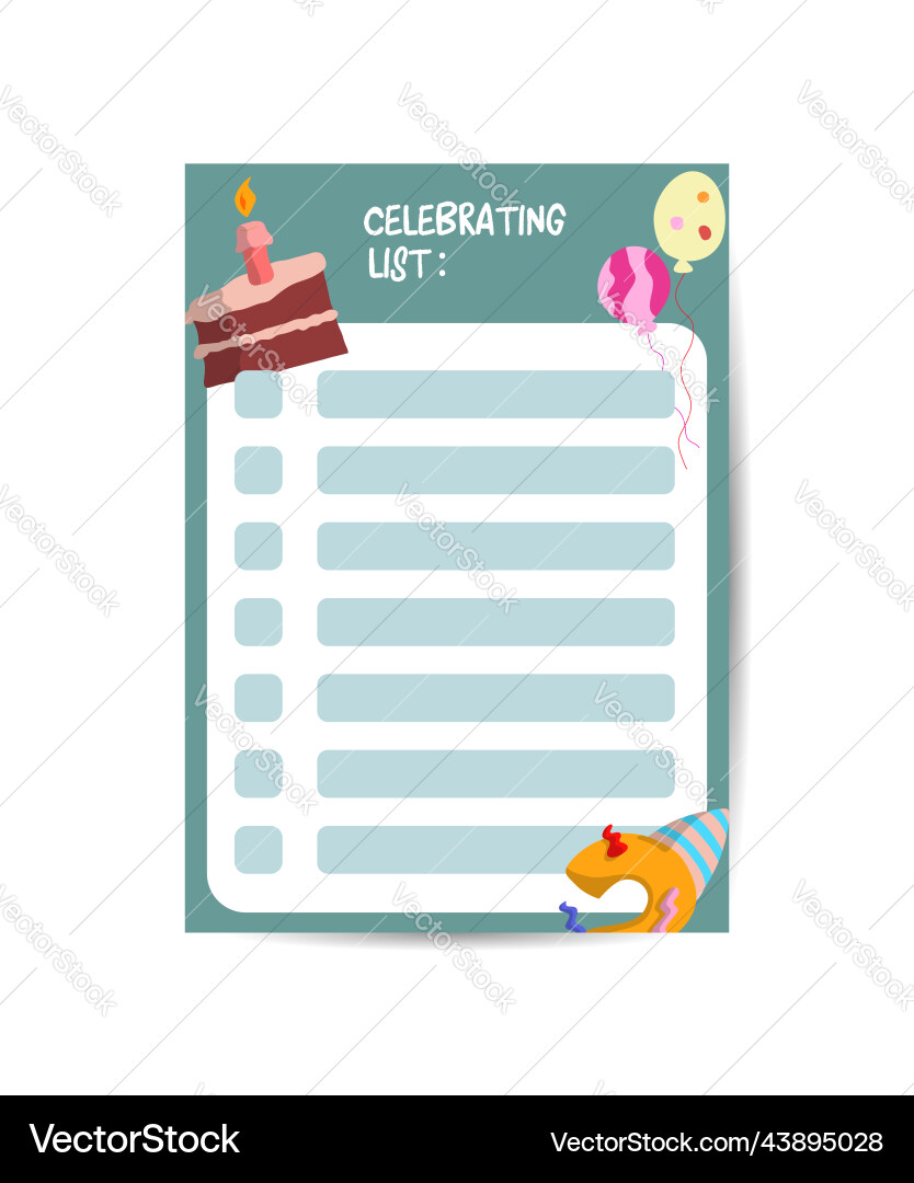 Printable diary page my birthday plan paper Vector Image