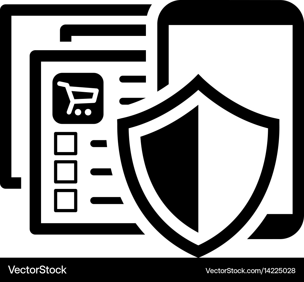 Safety shopping app icon flat design Royalty Free Vector