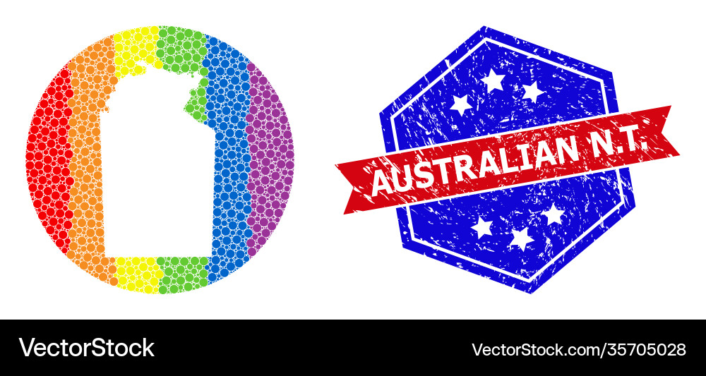 Spectrum pixelated map australian northern Vector Image