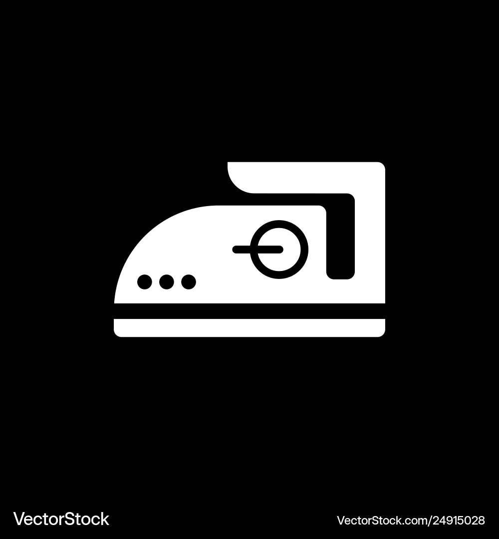 Steam iron icon isolated on black Royalty Free Vector Image