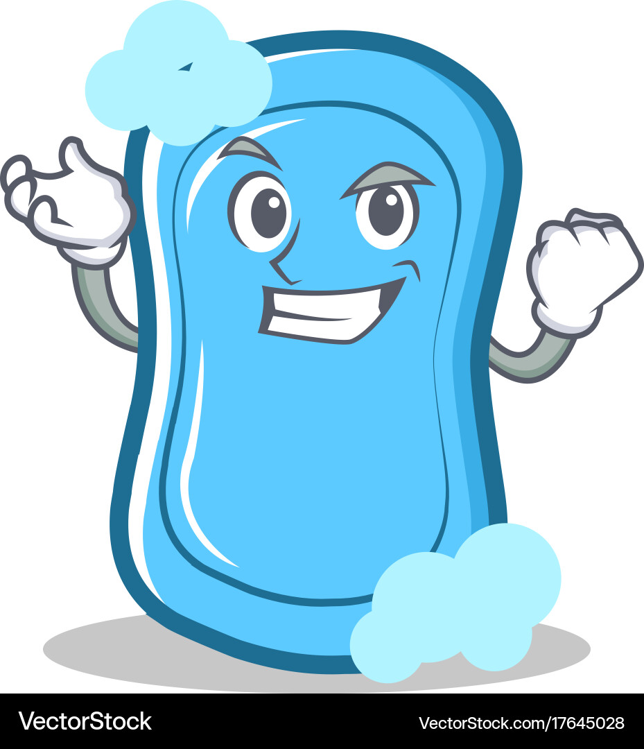 Successful blue soap character cartoon Royalty Free Vector