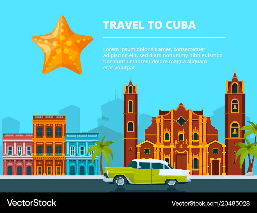 Urban landscape cuba different historical Vector Image