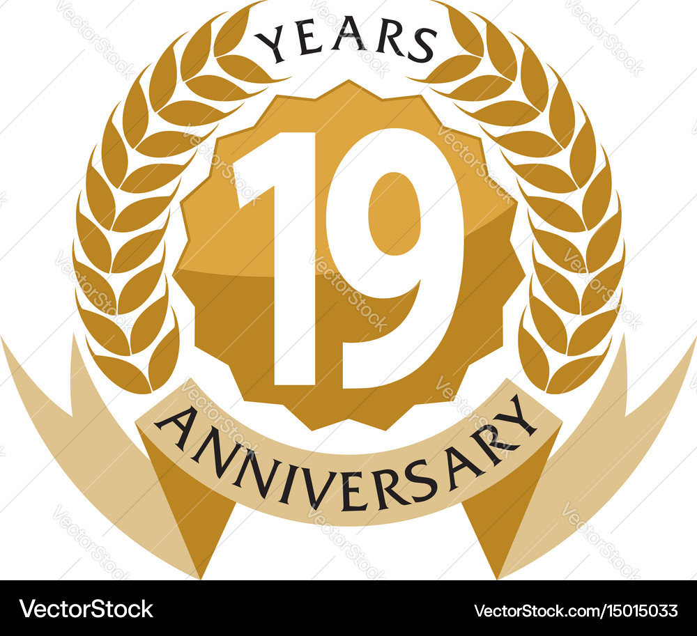 19 years ribbon anniversary Royalty Free Vector Image
