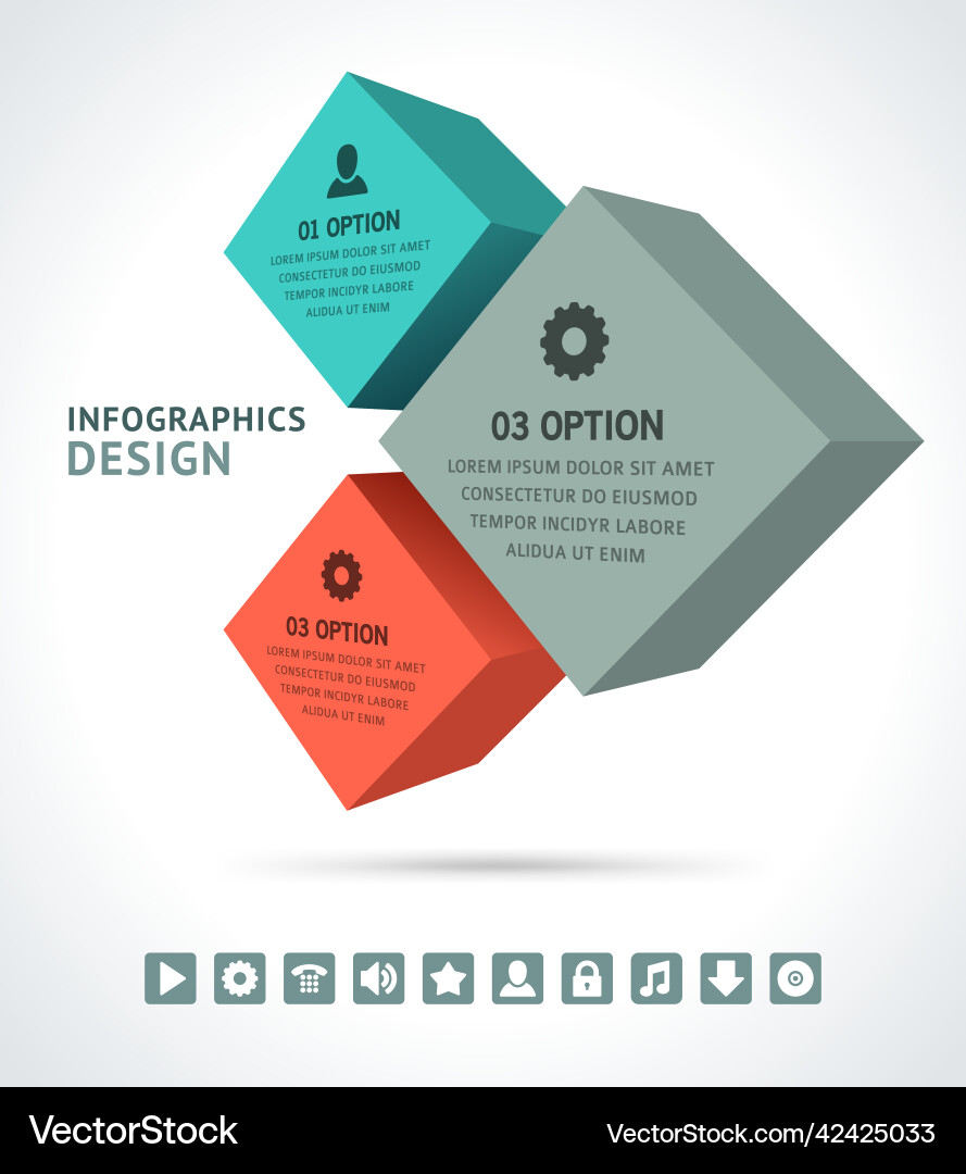 Abstract geometric rhombus cubes infographic menu Vector Image