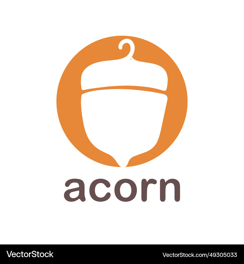 Acorn logo template design with leaves Royalty Free Vector