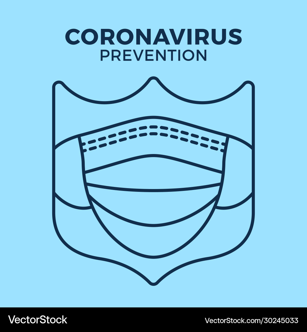 Banner face mask in shield icon prevention Vector Image
