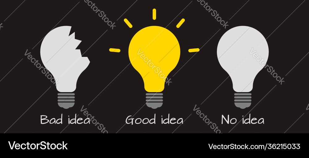 Brainstorming concept bad good and no idea Vector Image