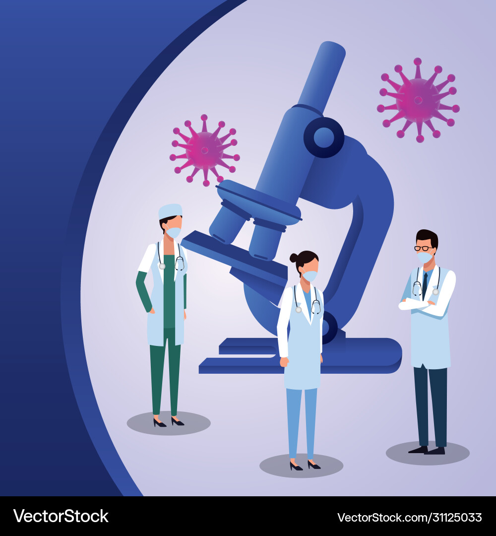 Doctors staff with laboratory equipment Royalty Free Vector