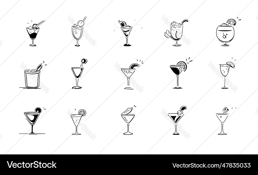 Drink and alcohol icon set collection Royalty Free Vector