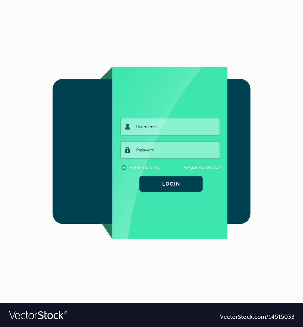 Flat green login user interface template design Vector Image Flat green login user interface template design Vector Image
