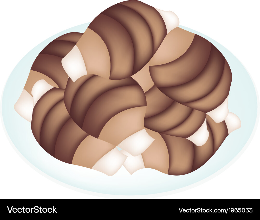 Fresh Taro Roots in A White Plate Royalty Free Vector Image
