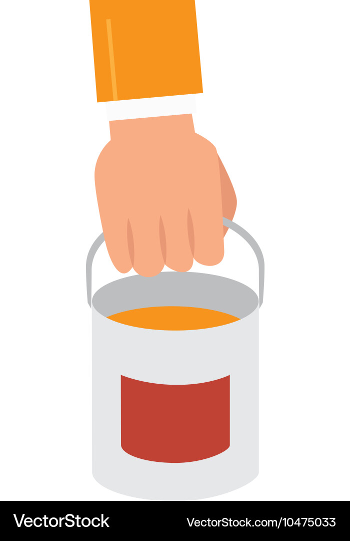 Hand holding a paint bucket Royalty Free Vector Image