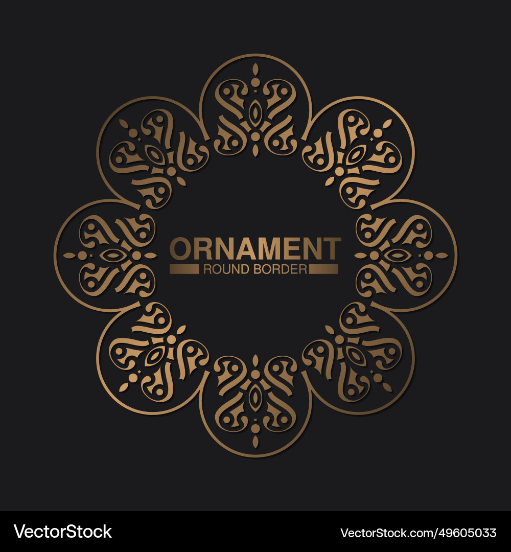 Luxury gold round floral frame design Royalty Free Vector