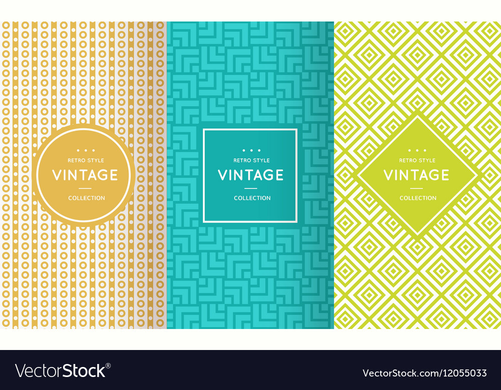 Retro different seamless patterns Royalty Free Vector Image