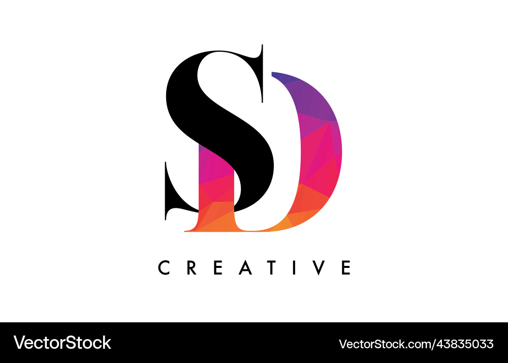Sd letter design with creative cut and colorful Vector Image