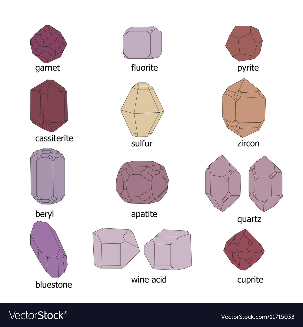 Shape and color of the crystals of certain Vector Image